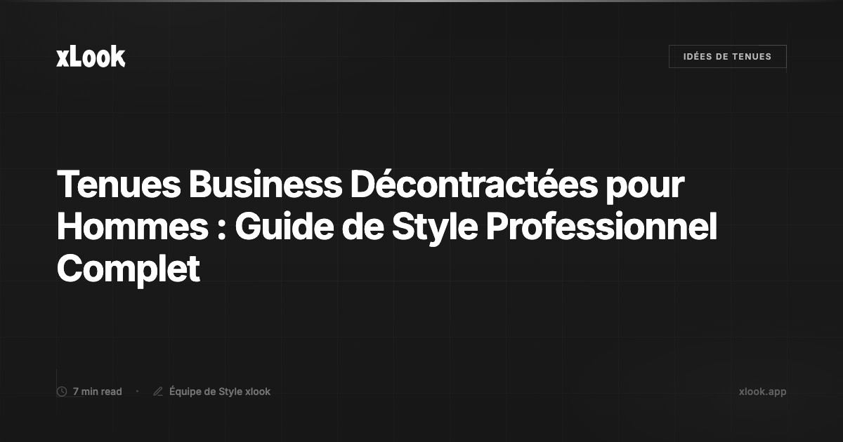 Tenues Business Décontractées pour Hommes : Guide de Styl...